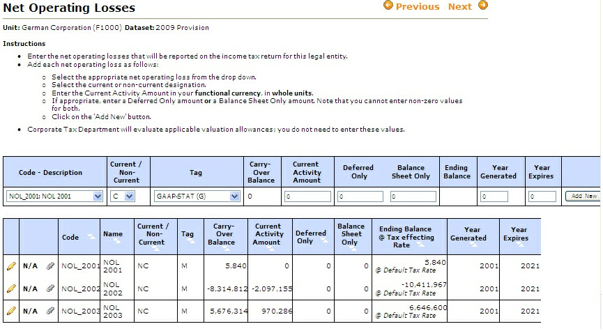 Net Operating Losses (NOLs)